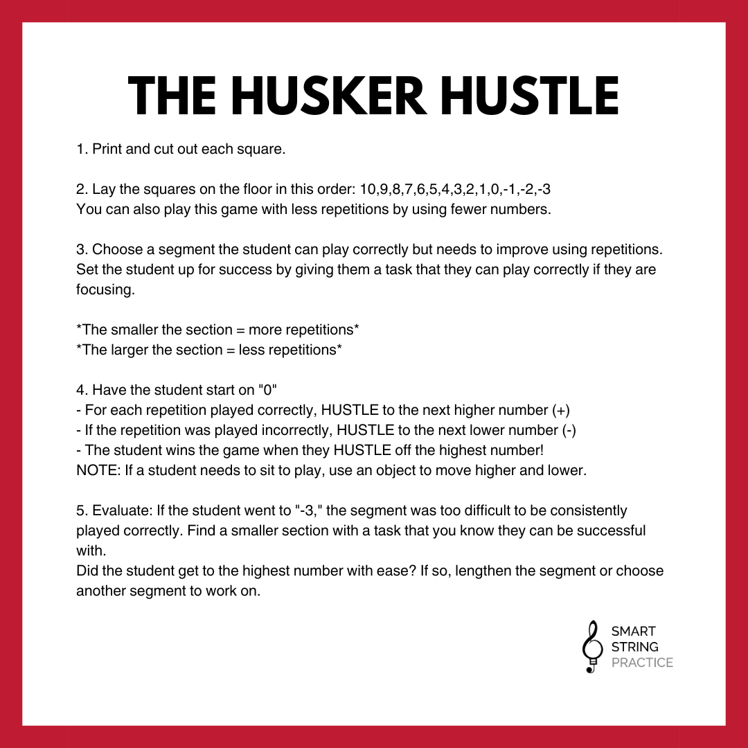 The Husker Hustle - Number Line Game – Smart String Practice