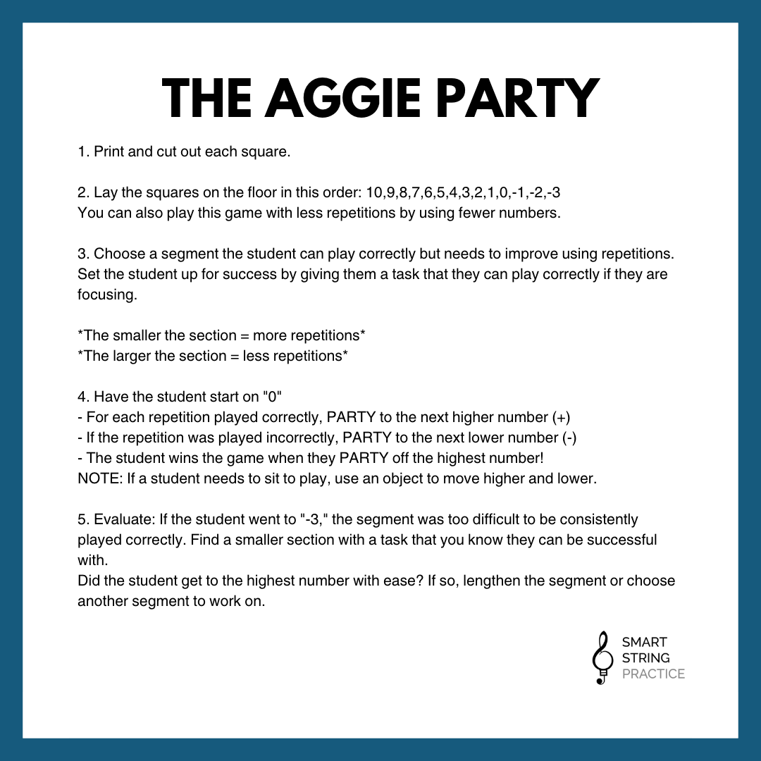 The Aggie Party - Number Line Game – Smart String Practice